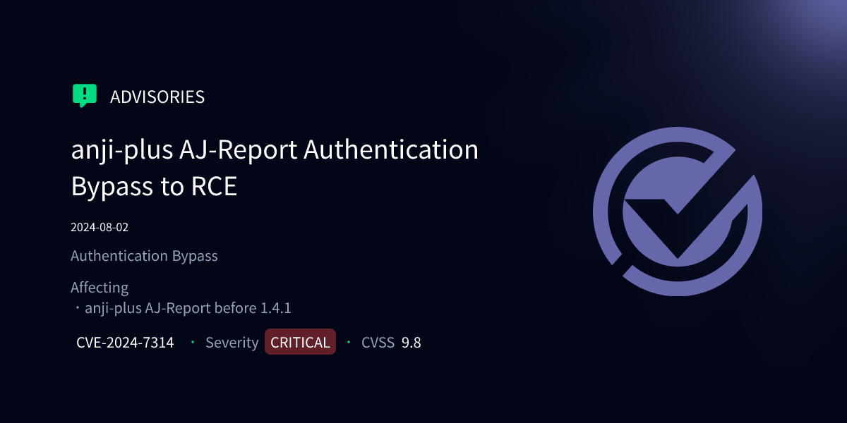 anji-plus AJ-Report Authentication Bypass to RCE | Advisories | VulnCheck
