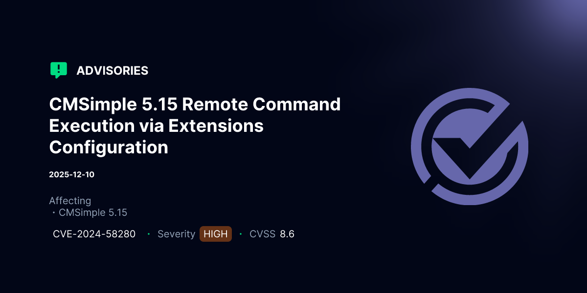 CMSimple 5.15 Remote Command Execution via Extensions Configuration ...
