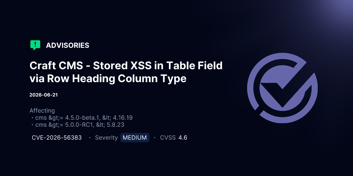 Craft CMS - Stored XSS in Table Field via Row Heading Column Type ...