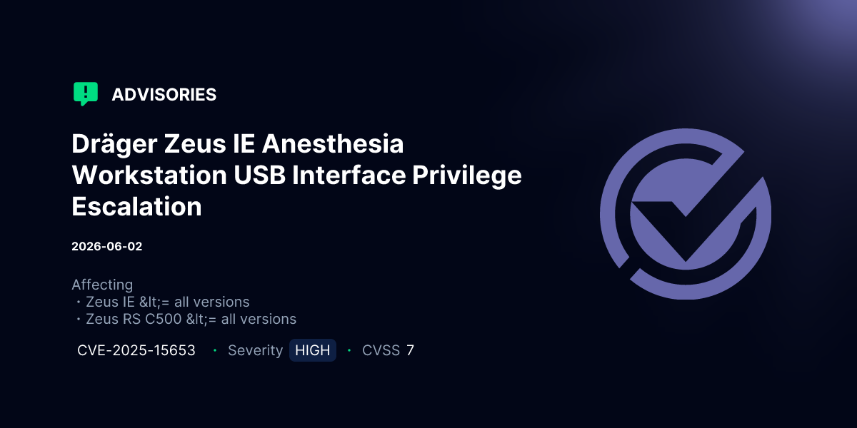 Dräger Zeus IE Anesthesia Workstation USB Interface Privilege ...