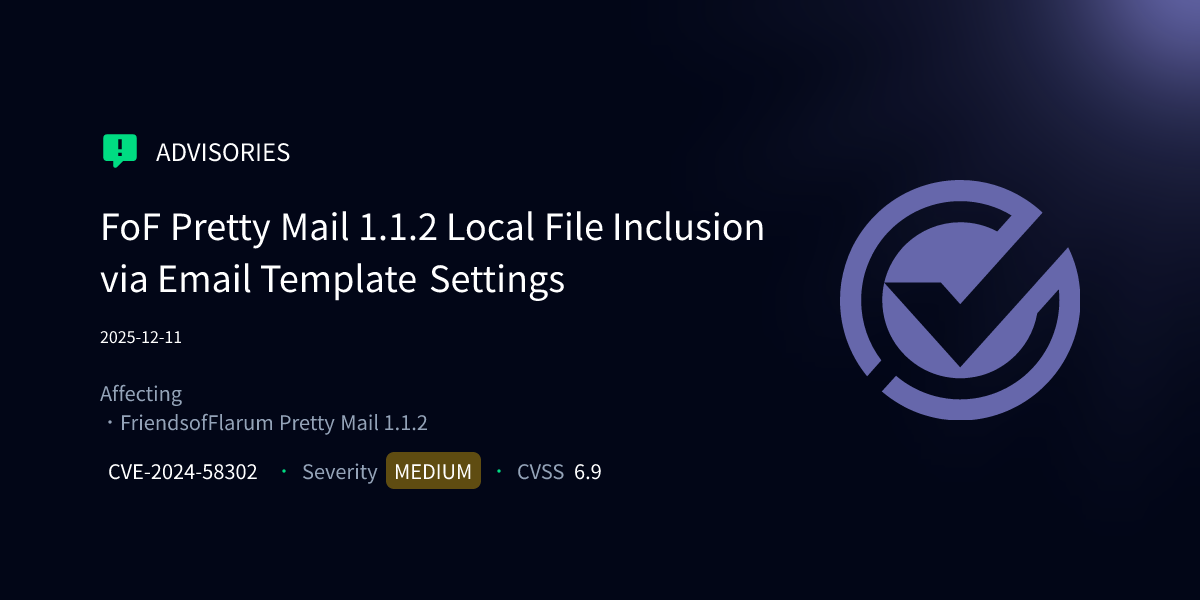 FoF Pretty Mail 1.1.2 Local File Inclusion via Email Template Settings ...