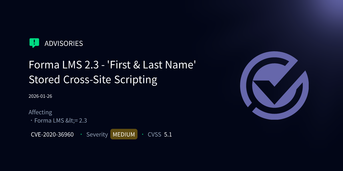 Forma LMS 2.3 - 'First & Last Name' Stored Cross-Site Scripting ...