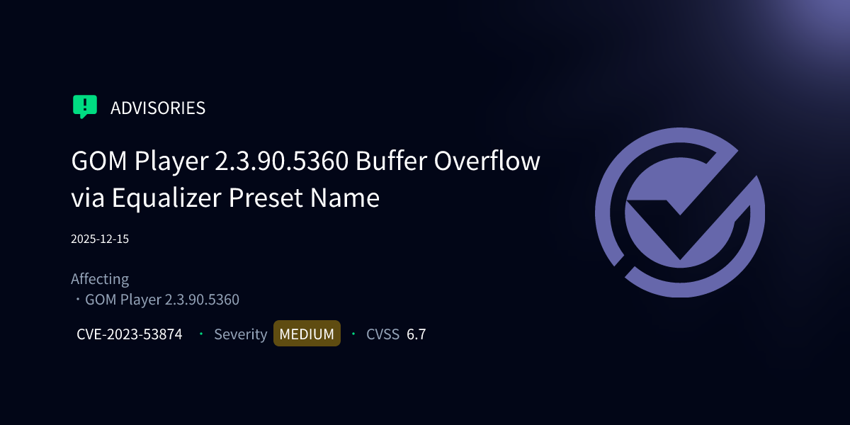 GOM Player 2.3.90.5360 Buffer Overflow via Equalizer Preset Name ...