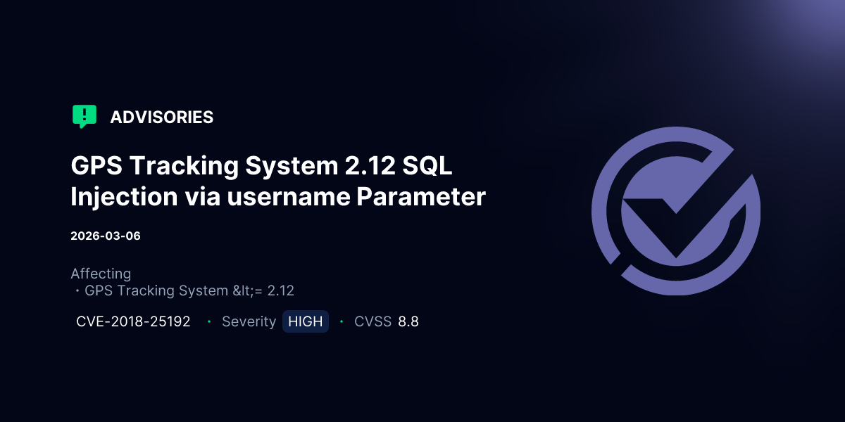 GPS Tracking System 2.12 SQL Injection via username Parameter ...