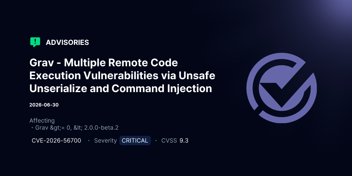 Grav - Multiple Remote Code Execution Vulnerabilities via Unsafe ...