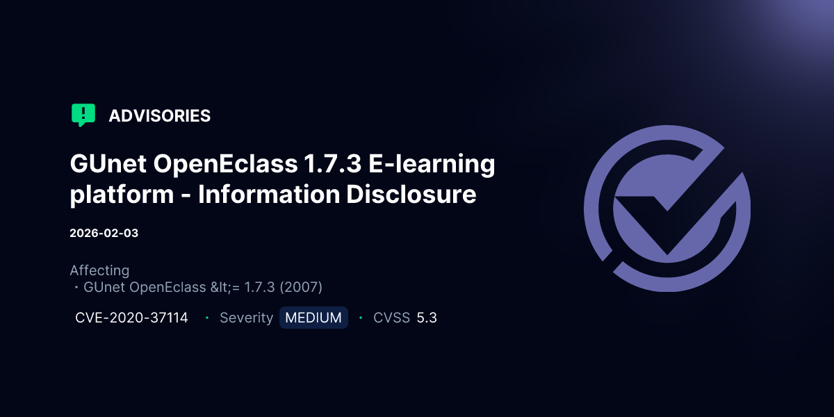GUnet OpenEclass 1.7.3 E-learning platform - Information Disclosure ...