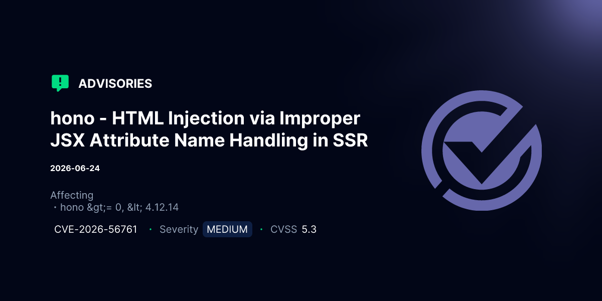 hono - HTML Injection via Improper JSX Attribute Name Handling in SSR ...