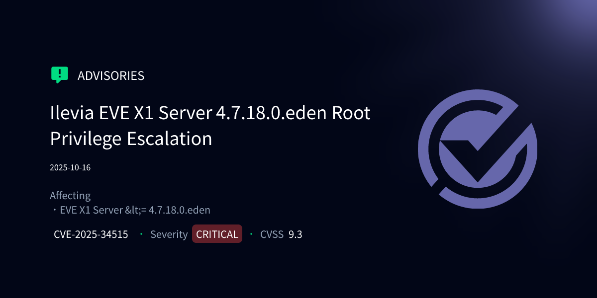 Ilevia EVE X1 Server 4.7.18.0.eden Root Privilege Escalation ...