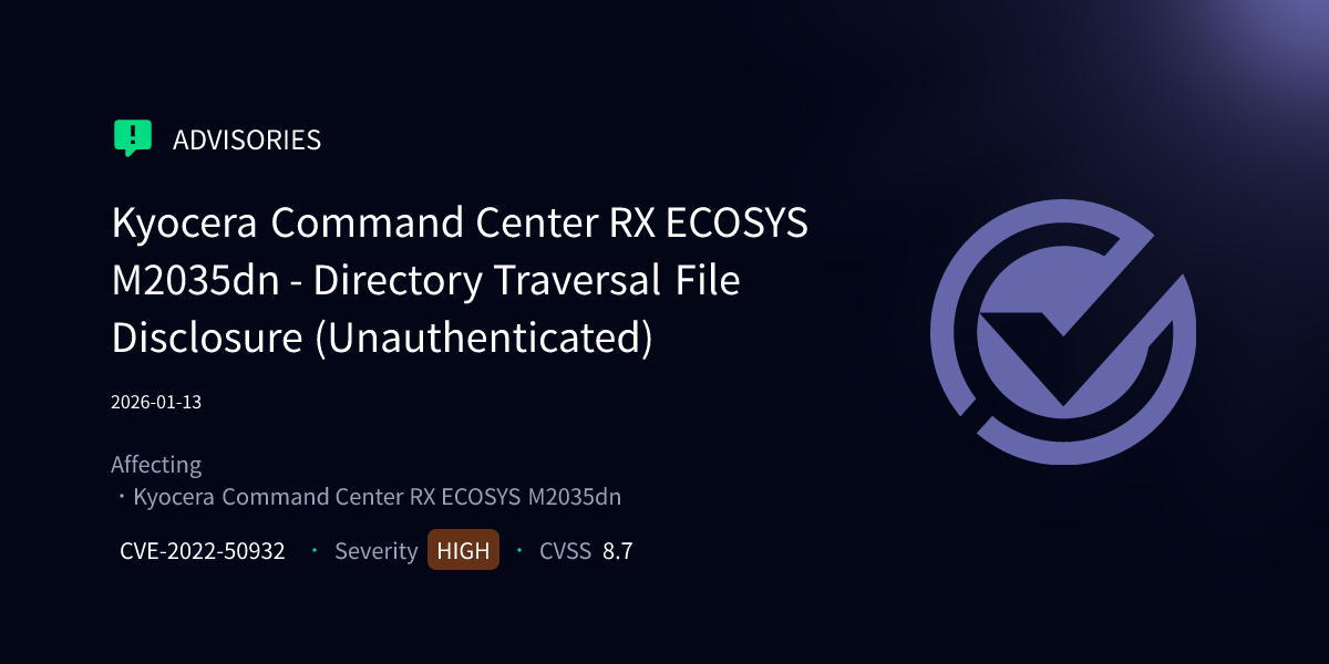 Kyocera Command Center RX ECOSYS M2035dn - Directory Traversal File ...