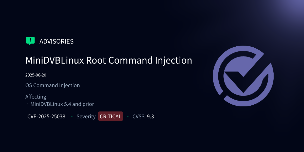 MiniDVBLinux Root Command Injection | Advisories | VulnCheck