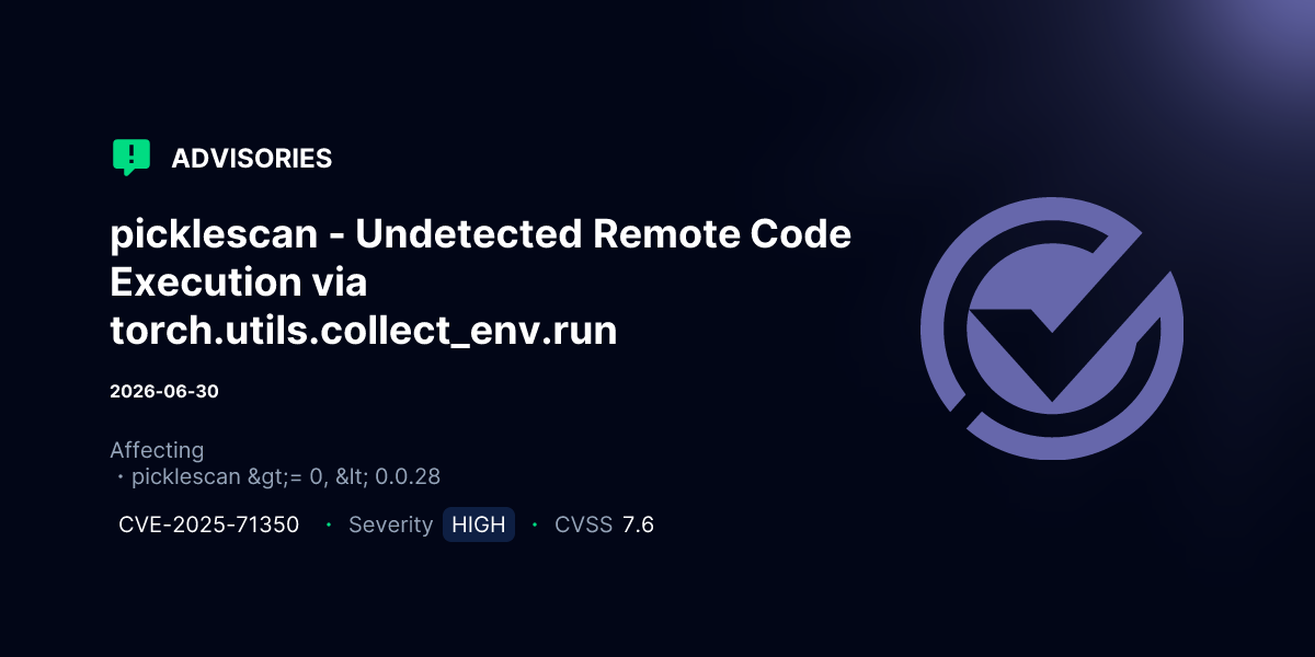picklescan - Undetected Remote Code Execution via torch.utils.collect ...