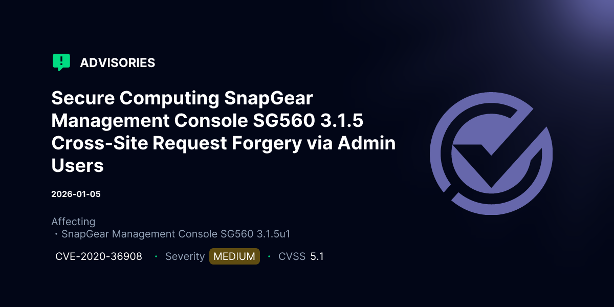 Secure Computing SnapGear Management Console SG560 3.1.5 Cross-Site ...
