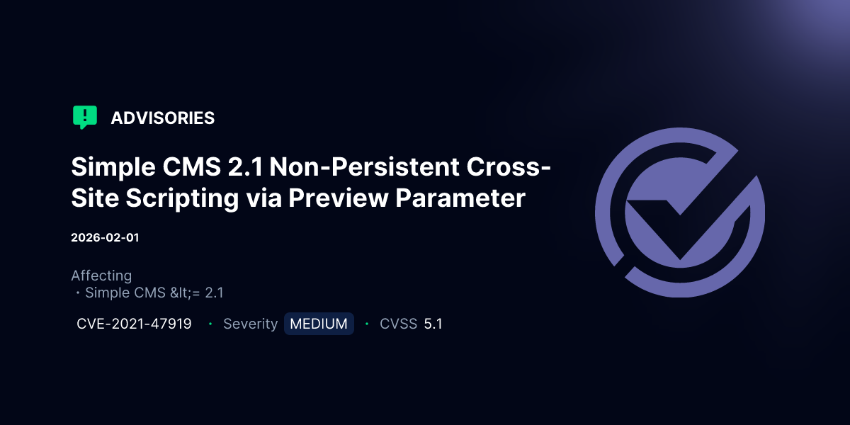 Simple CMS 2.1 Non-Persistent Cross-Site Scripting via Preview ...