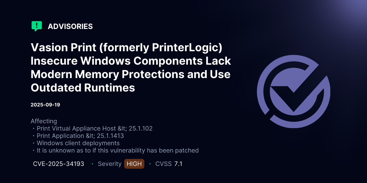 Vasion Print (formerly PrinterLogic) Insecure Windows Components Lack ...
