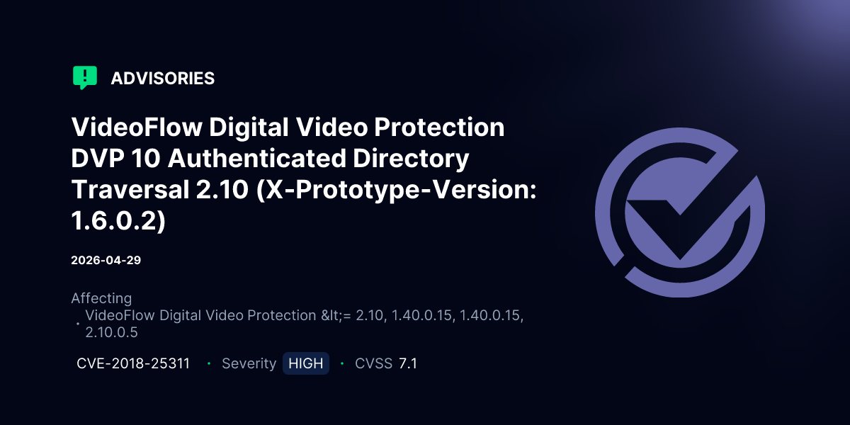 VideoFlow Digital Video Protection DVP 10 Authenticated Directory ...