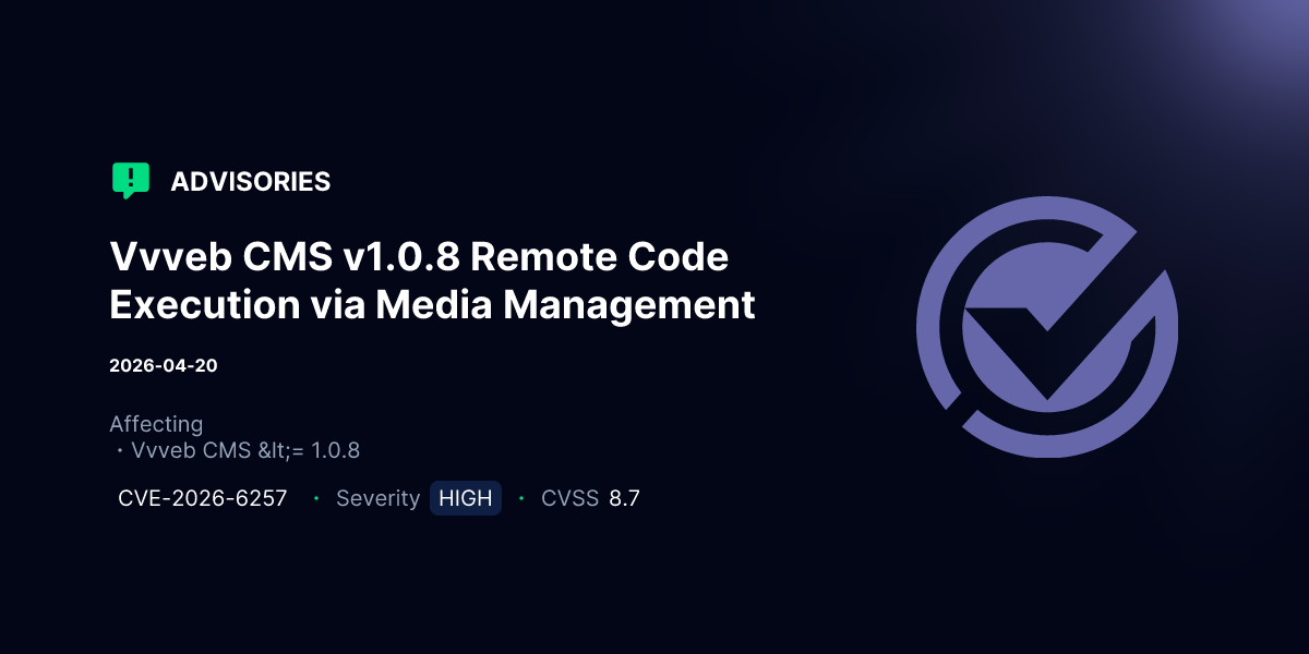 Vvveb CMS v1.0.8 Remote Code Execution via Media Management ...