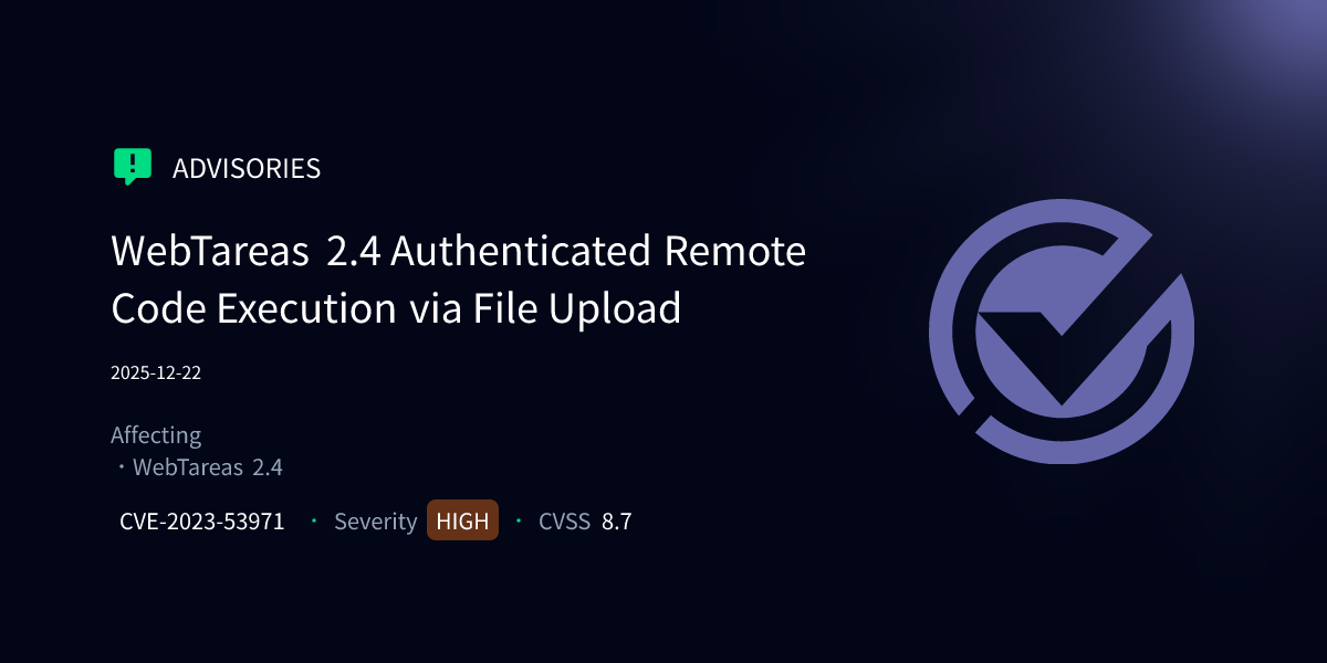 WebTareas 2.4 Authenticated Remote Code Execution via File Upload ...