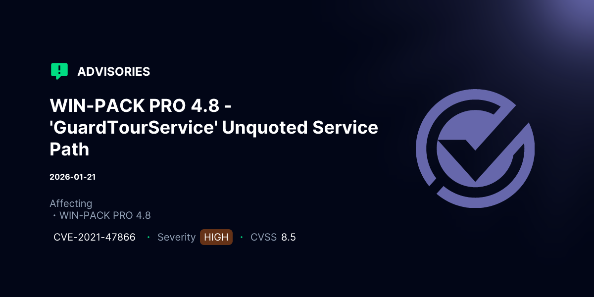 WIN-PACK PRO 4.8 - 'GuardTourService' Unquoted Service Path ...