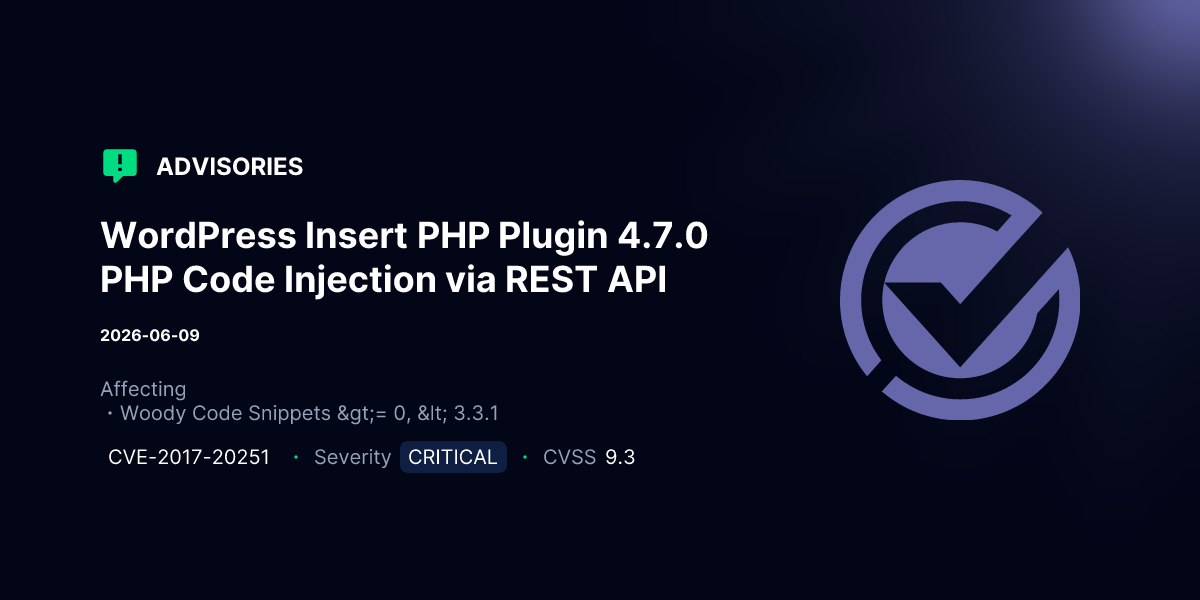 WordPress Insert PHP Plugin 4.7.0 PHP Code Injection via REST API ...
