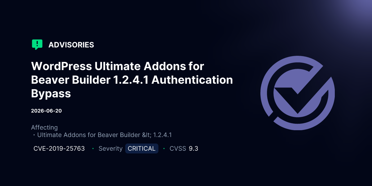 WordPress Ultimate Addons for Beaver Builder 1.2.4.1 Authentication ...